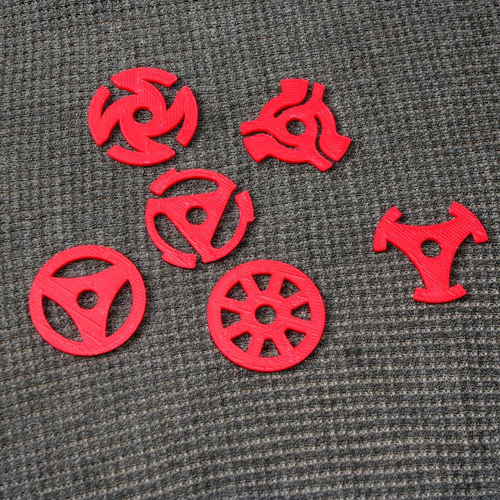 3D Printable 45 RPM vinyl adapters by M Badia