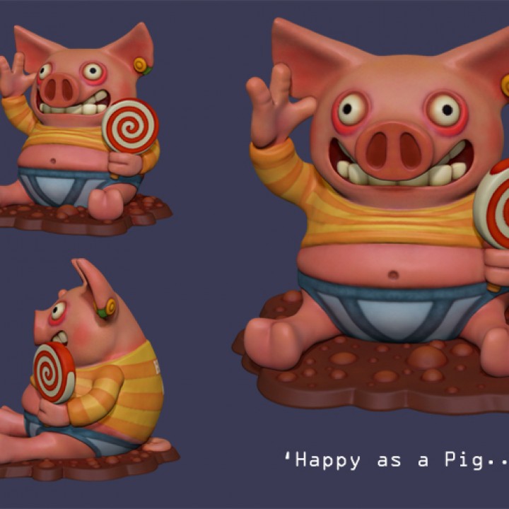 3D Printable Happy Pig Bank by Matt Bagshaw