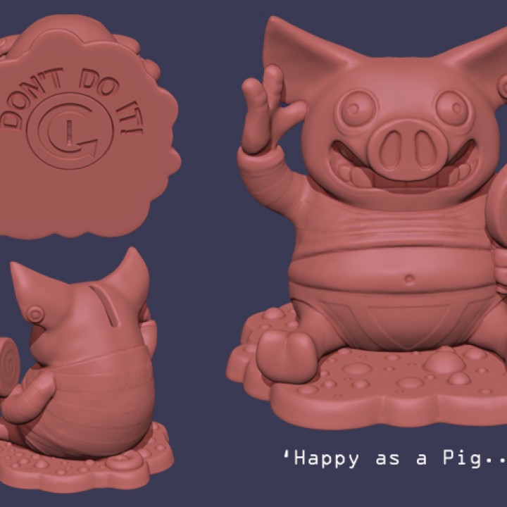 3D Printable Happy Pig Bank by Matt Bagshaw