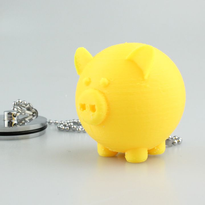 3D Printable Bath Plug Pig by 3DRegan