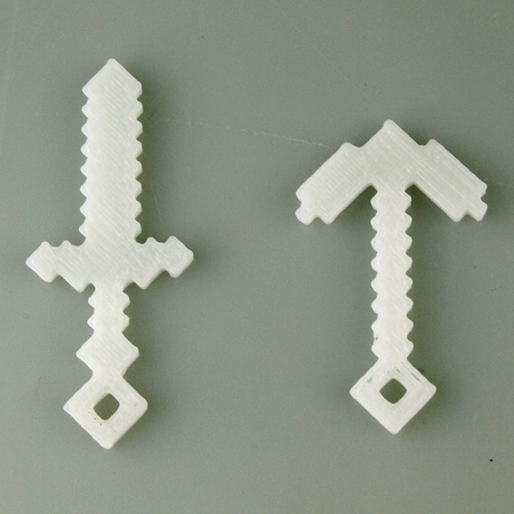 3D Printable 5x Minecraft keyring tools by Stewart Davies