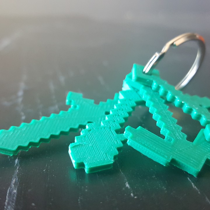 3D Print of 5x Minecraft keyring tools by Jeanius87
