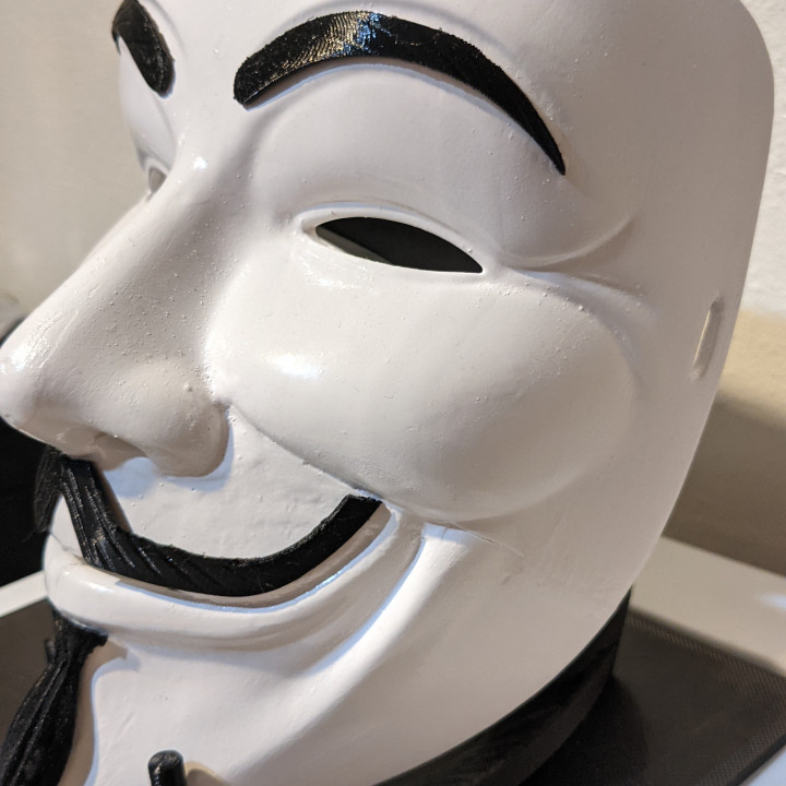 3D Print of Anonymous Mask (Full Size) by hadashi