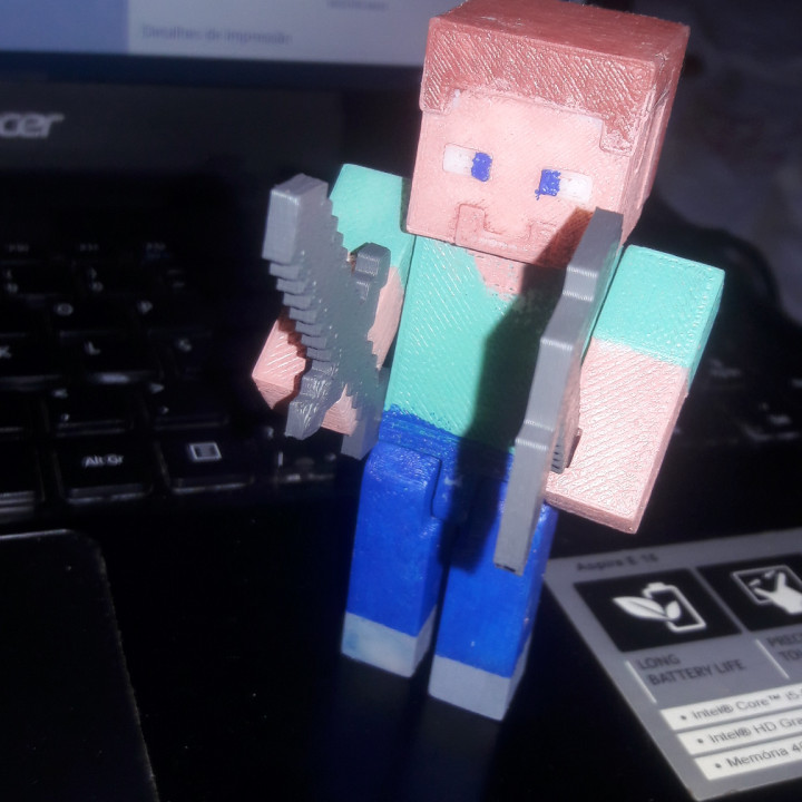 3D Print of Articulated Steve from Minecraft by Luan ELM Impresão 3D
