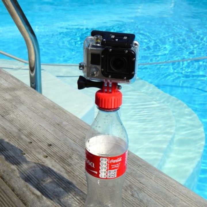 3D Printable Gopro Camera Bottle Cap Buoyancy Adapter by Reg Taylor