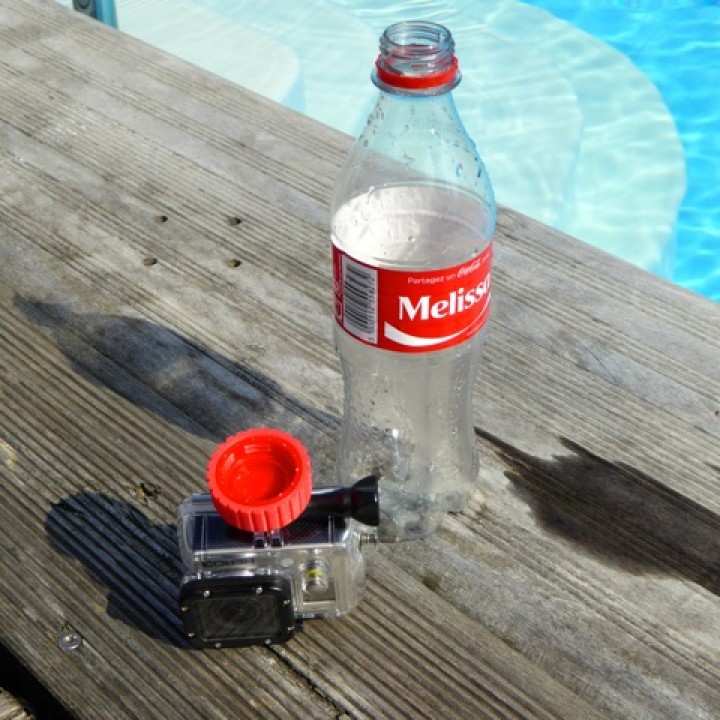 3D Printable Gopro Camera Bottle Cap Buoyancy Adapter by Reg Taylor