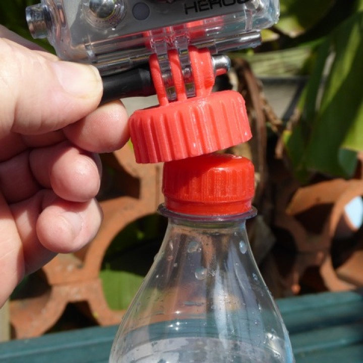 3D Printable Gopro Camera Bottle Cap Buoyancy Adapter by Reg Taylor