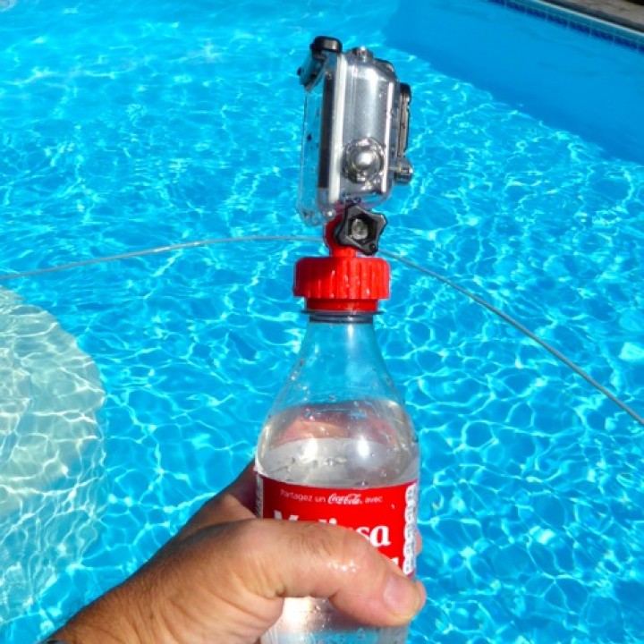 3D Printable Gopro Camera Bottle Cap Buoyancy Adapter by Reg Taylor