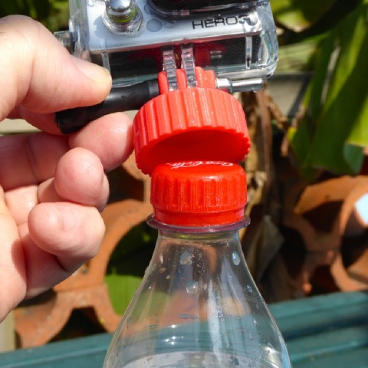 3D Printable Gopro Camera Bottle Cap Buoyancy Adapter by Reg Taylor