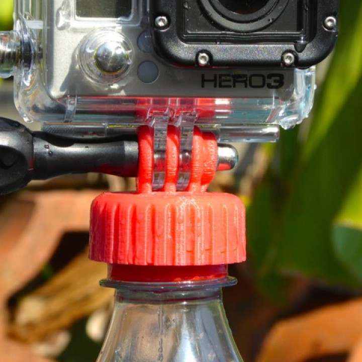 3D Printable Gopro Camera Bottle Cap Buoyancy Adapter by Reg Taylor