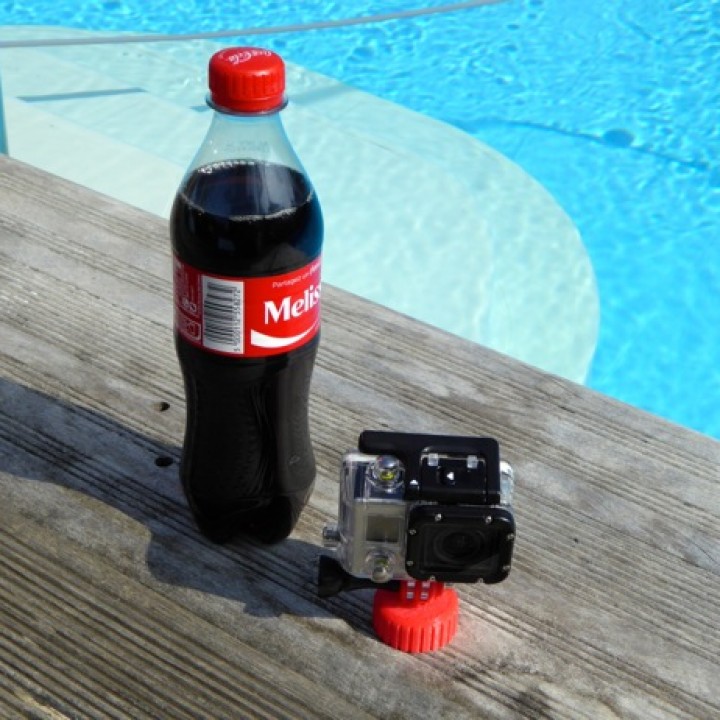 3D Printable Gopro Camera Bottle Cap Buoyancy Adapter by Reg Taylor