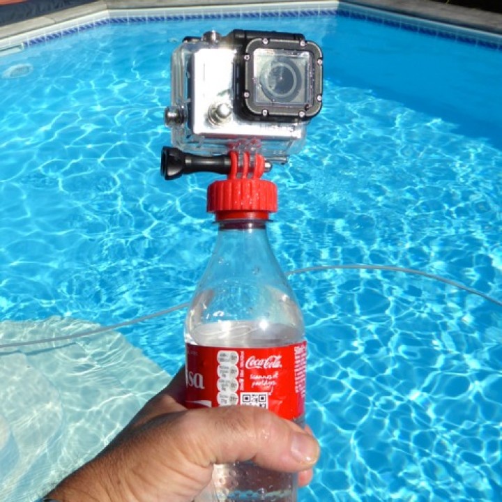 3D Printable Gopro Camera Bottle Cap Buoyancy Adapter by Reg Taylor