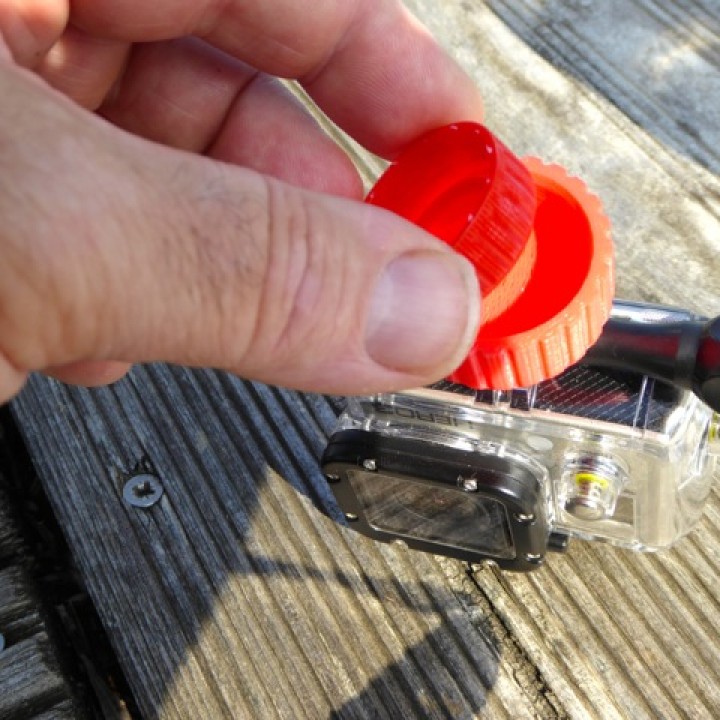 3D Printable Gopro Camera Bottle Cap Buoyancy Adapter by Reg Taylor