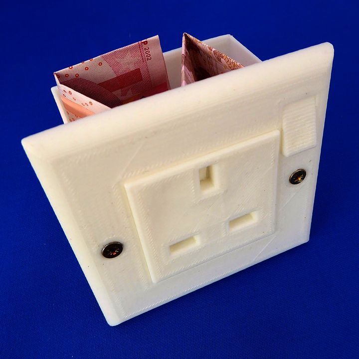 3D Printable Plug Socket Stash Box by Reg Taylor