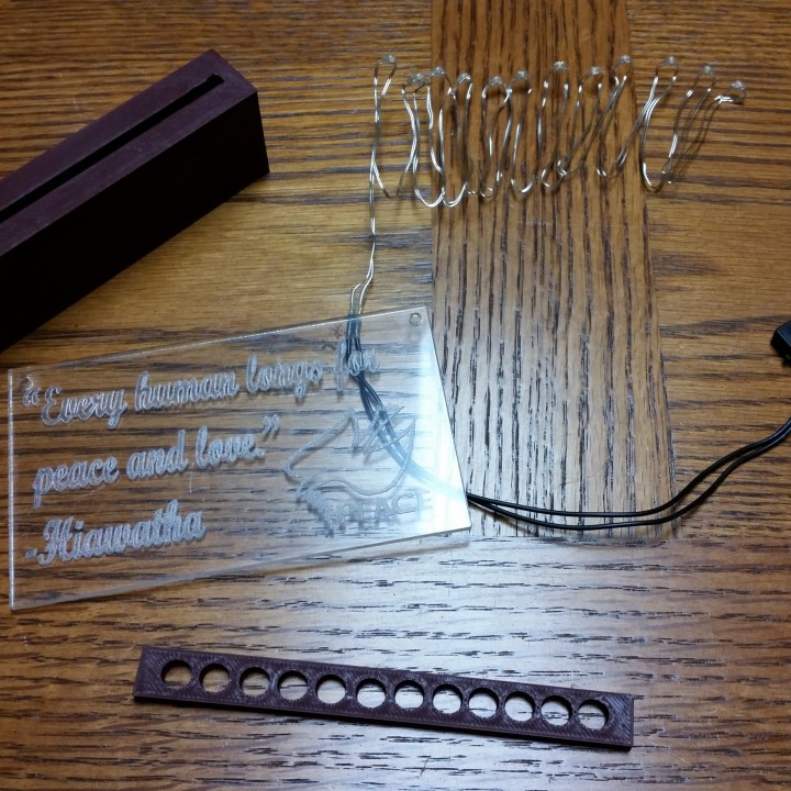 3D Printable Laser Etched LED Quote with 3D Printed Base by Antonio Bruno