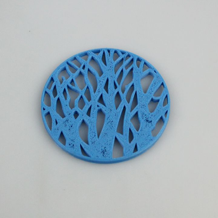 3D Printable Tree silhouette coaster by Tosh Sayama