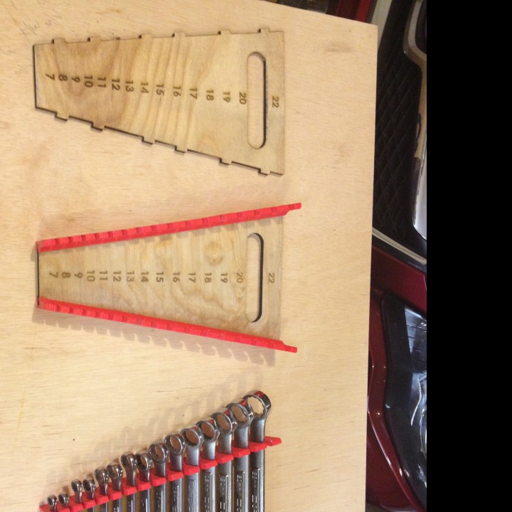 3D Printable 7-22 mm wrench holder by eric yates