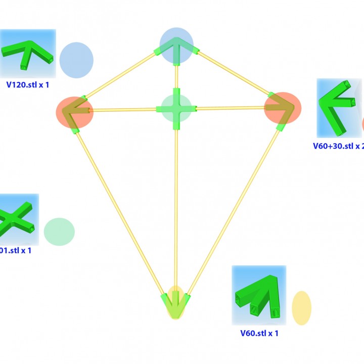 3D Printable Make your own Kite - Kite Connectors by Reg Taylor