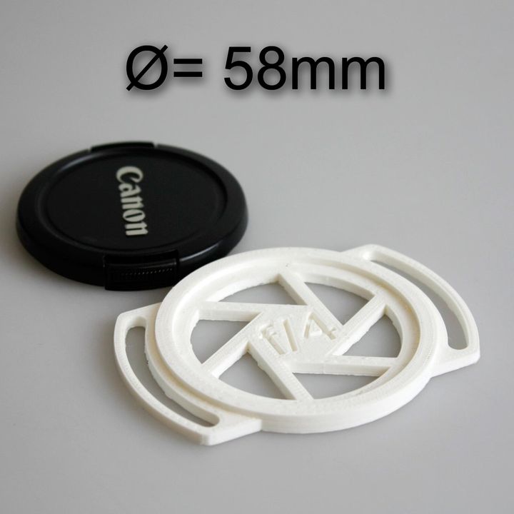 3D Printable Lens cap holder for 58mm diameter lens by Marco Autilio