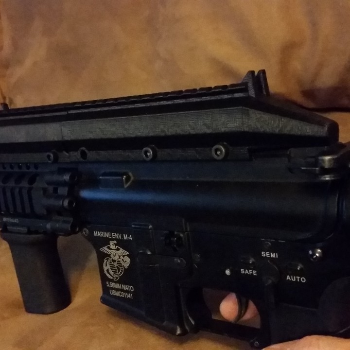 3D Printable Airsoft M4 pistol rail riser and battery holder by John Riggs