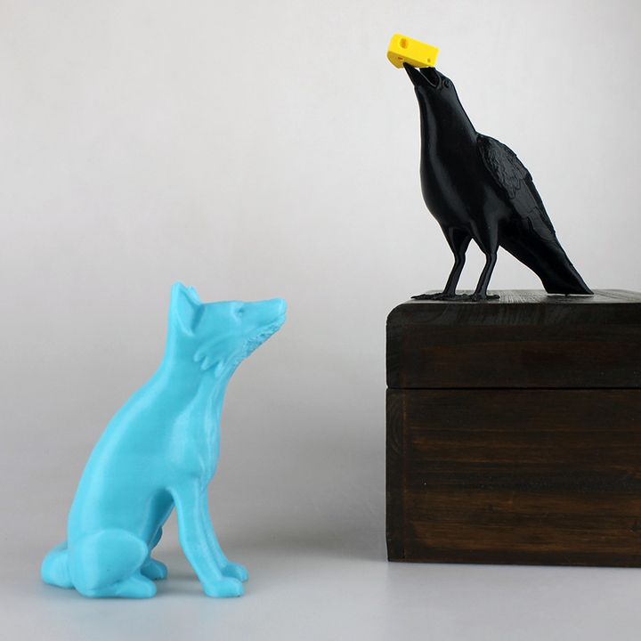 3D Printable The Fox and The Crow - Aesops Fable Playset - Support Free ...