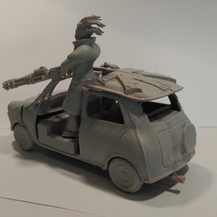 3D Printable The minigun - Post apocalyptic Mini Cooper by Matthew Clarke