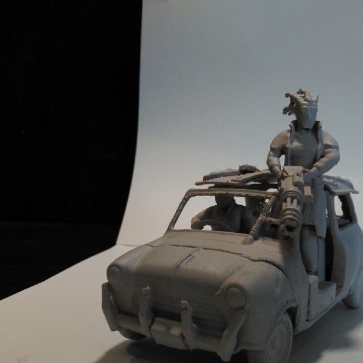 3D Printable The minigun - Post apocalyptic Mini Cooper by Matthew Clarke