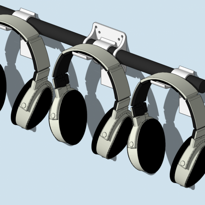 3D Printable Modular Wall Mounted Headphone Rack by Rustin Haase