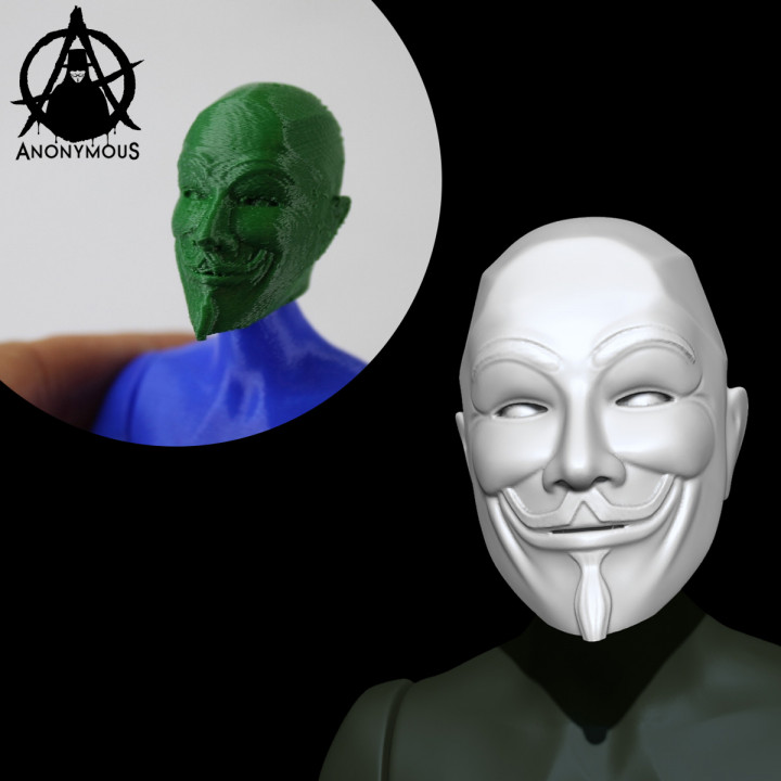 3D Printable Anonymous Figurine Head by Evavoo
