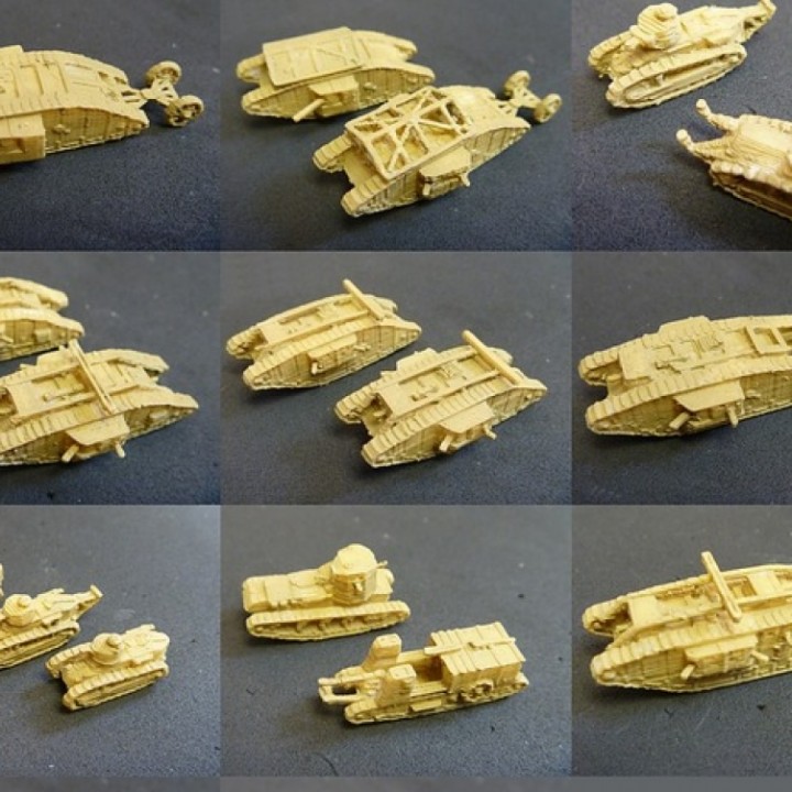 3D Printable 1:200 WWI Tanks by Marco Bergman