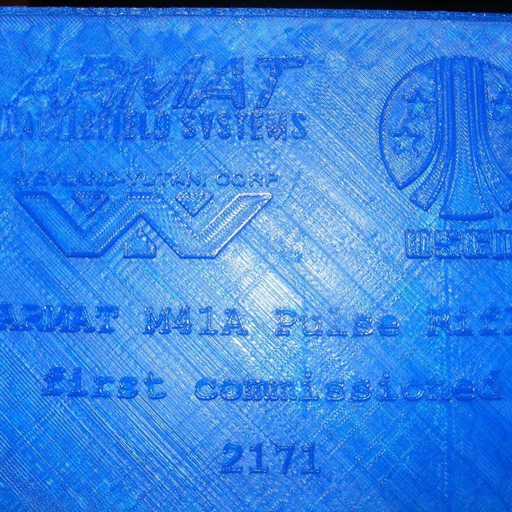 3D Printable M41A Pulse Rifle - Display plaque ARMAT version by Richard ...