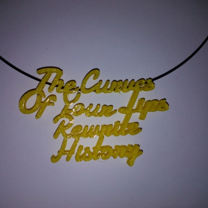 3D Printable Wordy Jewellery - "The Curves of your Lips" by Cris Thompson