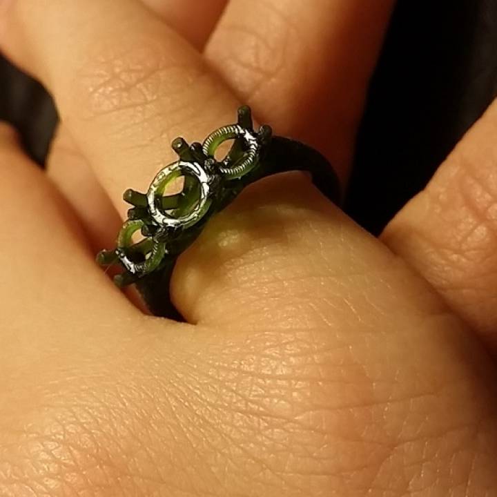 3D Printable Tri_Gem Ring by Adithya