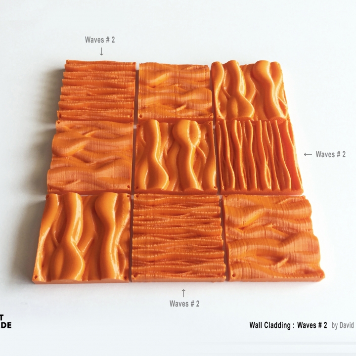 3D Printable Wall Cladding "Waves" #1 by David Mussaffi