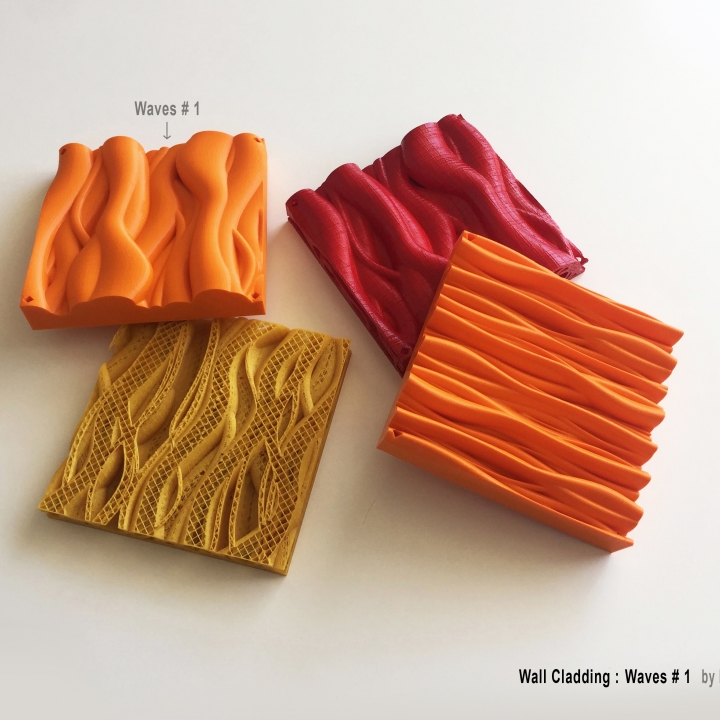 3D Printable Wall Cladding "Waves" #1 by David Mussaffi