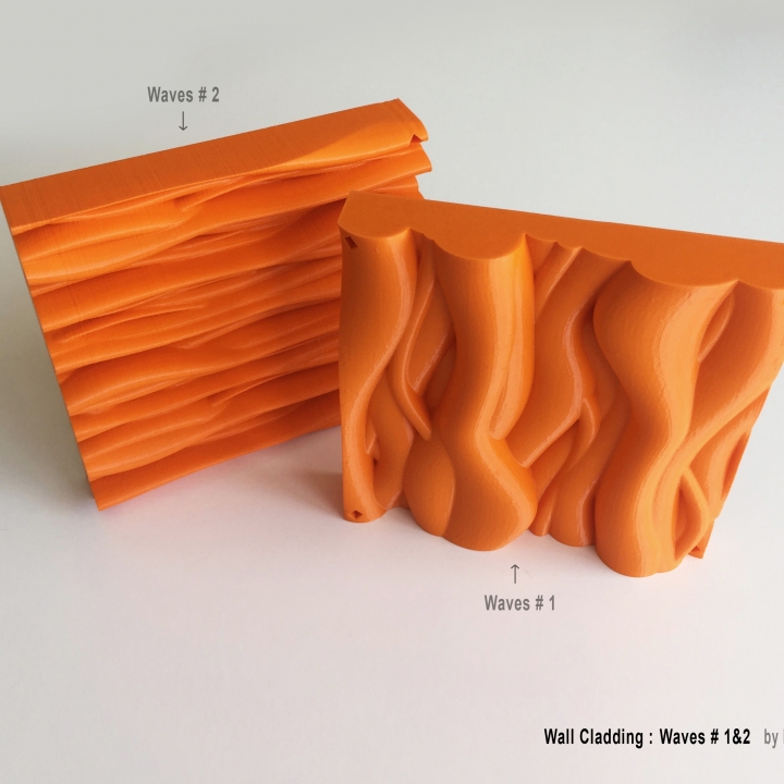 3D Printable Wall Cladding "Waves" #1 by David Mussaffi