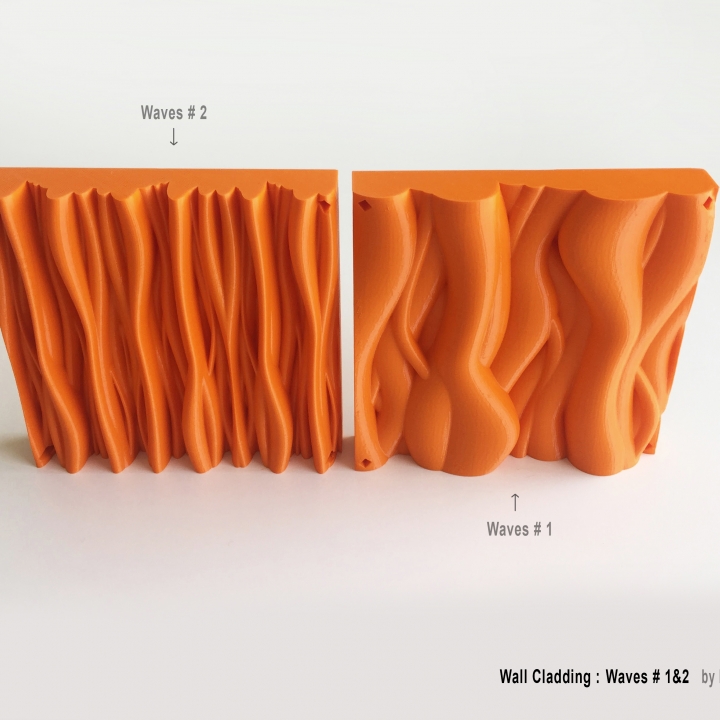 3D Printable Wall Cladding "Waves" #2 by David Mussaffi