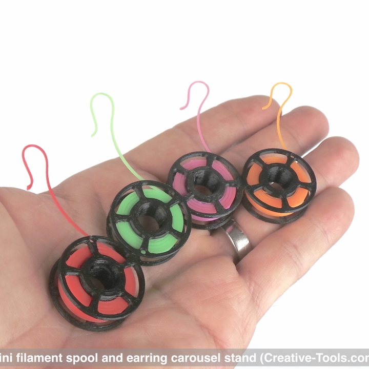 3D Printable Mini filament spool and earring carousel stand by ...