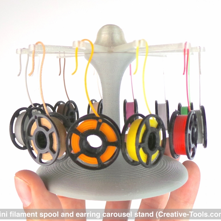 3D Printable Mini filament spool and earring carousel stand by ...