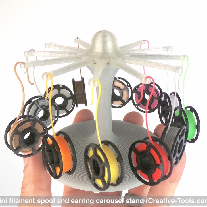3D Printable Mini filament spool and earring carousel stand by ...