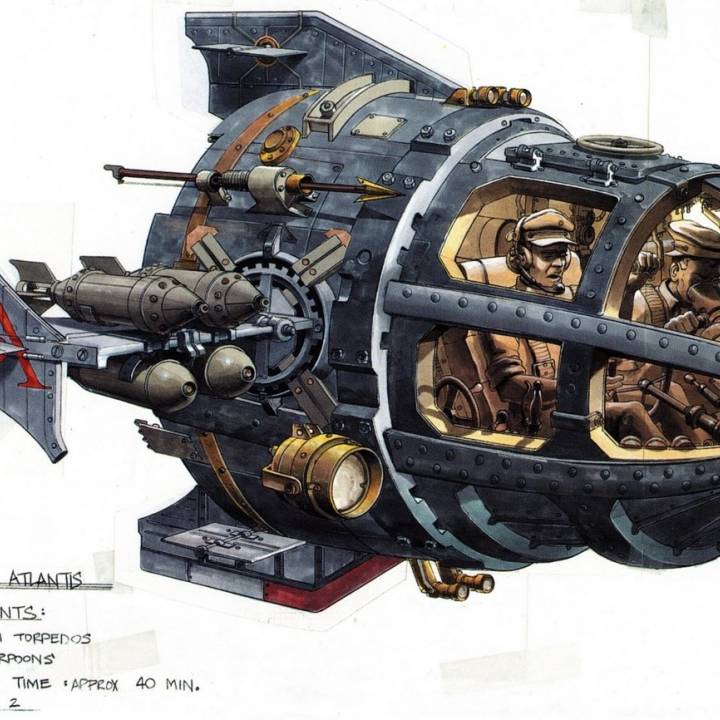 3D Printable Atlantis Submarine by Andy de Bruin
