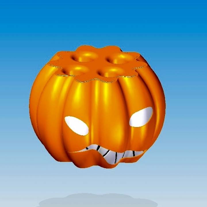 3D Printable Pumpkin Toothbrush Holder by Reg Taylor