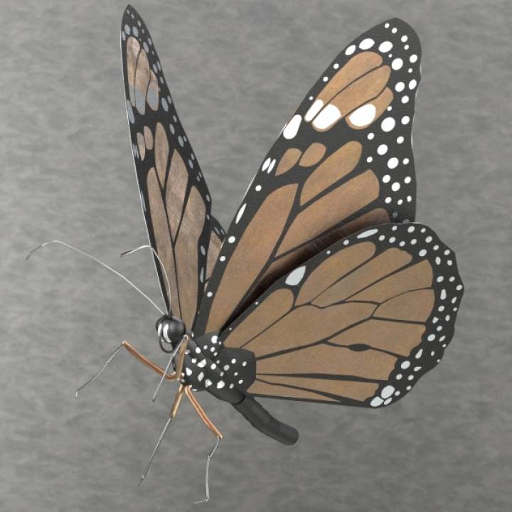 3D Printable Monarch butterfly created in PARTsolutions by Dal Part