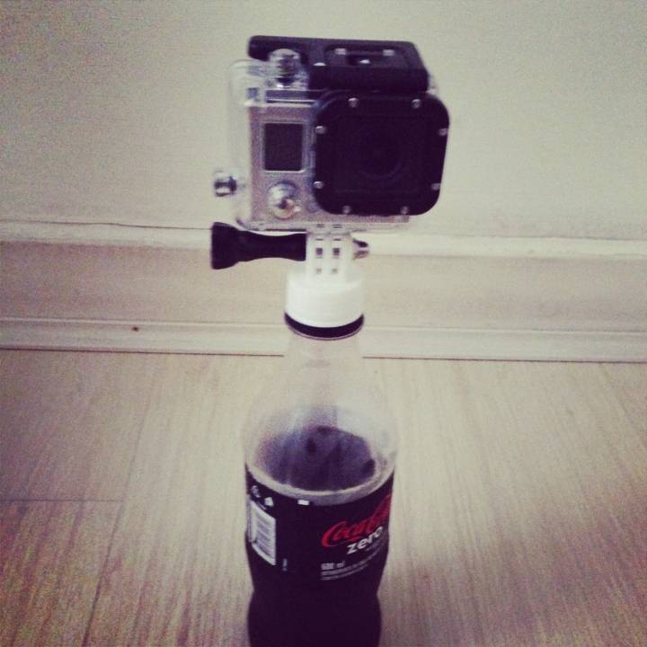 3D Printable Bottle cap mount for Go Pro by Marcella Guerra
