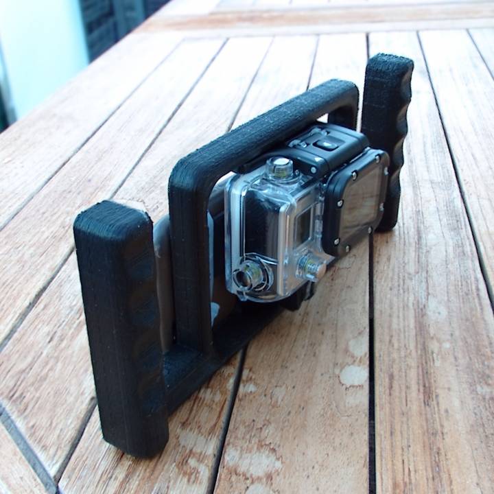 3D Printable GoPro Big Handle with tabulate support by Reg Taylor