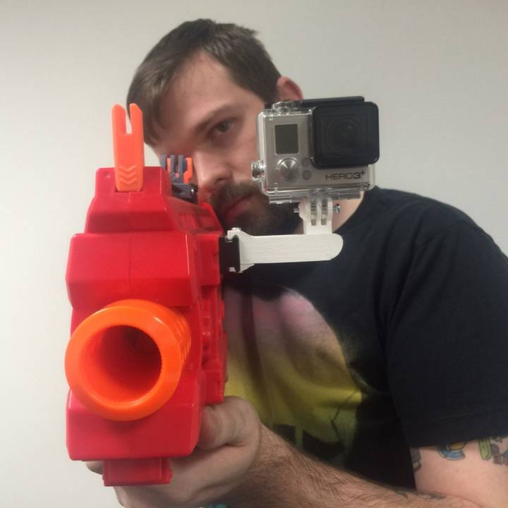 3D Printable Nerf Rivals Go Pro Mount for side rails by Kirby Downey