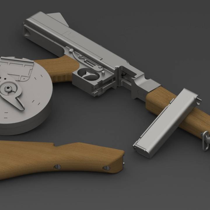 3D Printable Thompson 1928 Sub-Machine Gun - Functional Assembly by ...