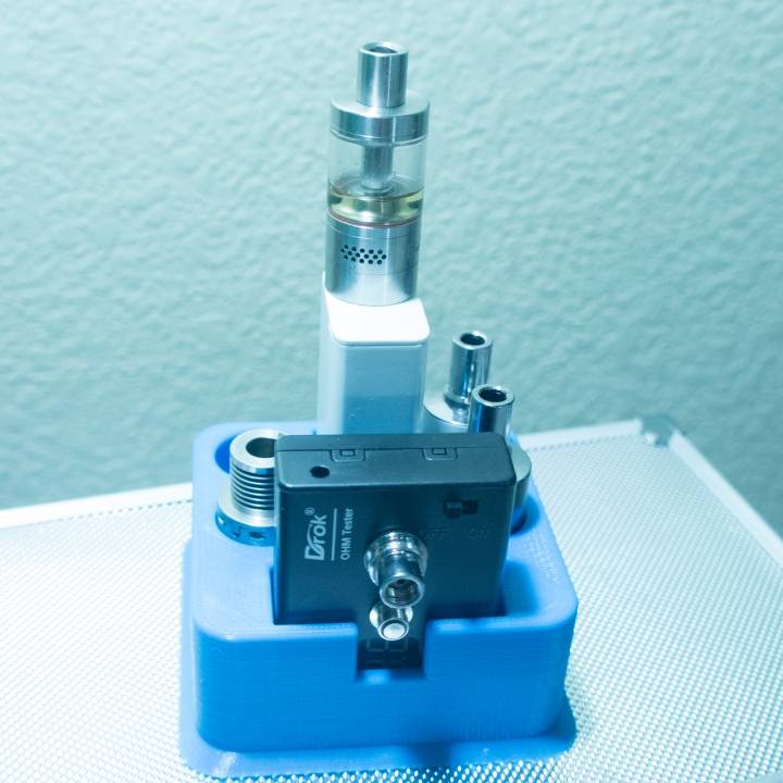 3D Printable Joytech eVic VTC Mini Stand w/ Tank and Ohm Tester Storage ...
