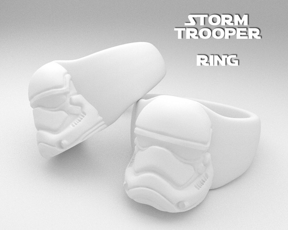 3D Printable Storm Trooper Ring by Romuald LAMY