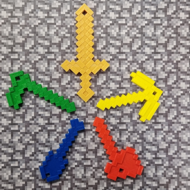 3D Print of MineCraft Tool Keychains by OdinPT